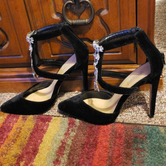 Shoe Dazzle | Shoes | Tiara High Heel With Diamond Accent Black Velvet ...